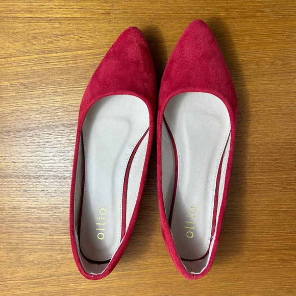 Ollio | Shoes | New Cute Red Faux Suede Flat Shoes | Poshmark